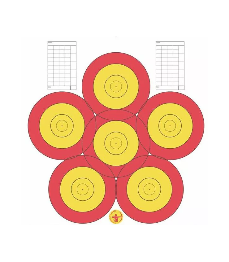 Blason Danage Practice face 40cm 6 zones - Bourgogne Archerie